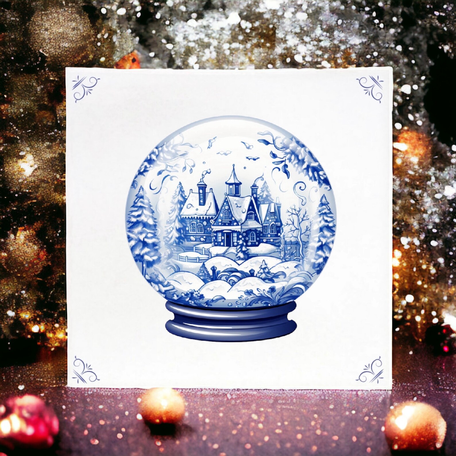 Delft Blue, Delft Blue Ceramic Tile, Delft Blue Snow Globe, Snow Globe ...