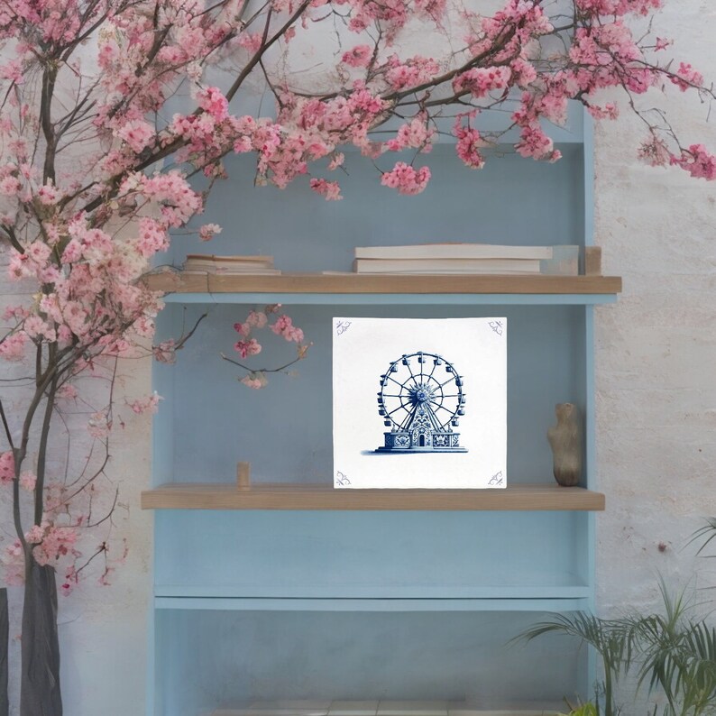 Ferris Wheel, Tile, Delft Blue, Kitchen Tile, Bathroom Tile, Wall Art ...