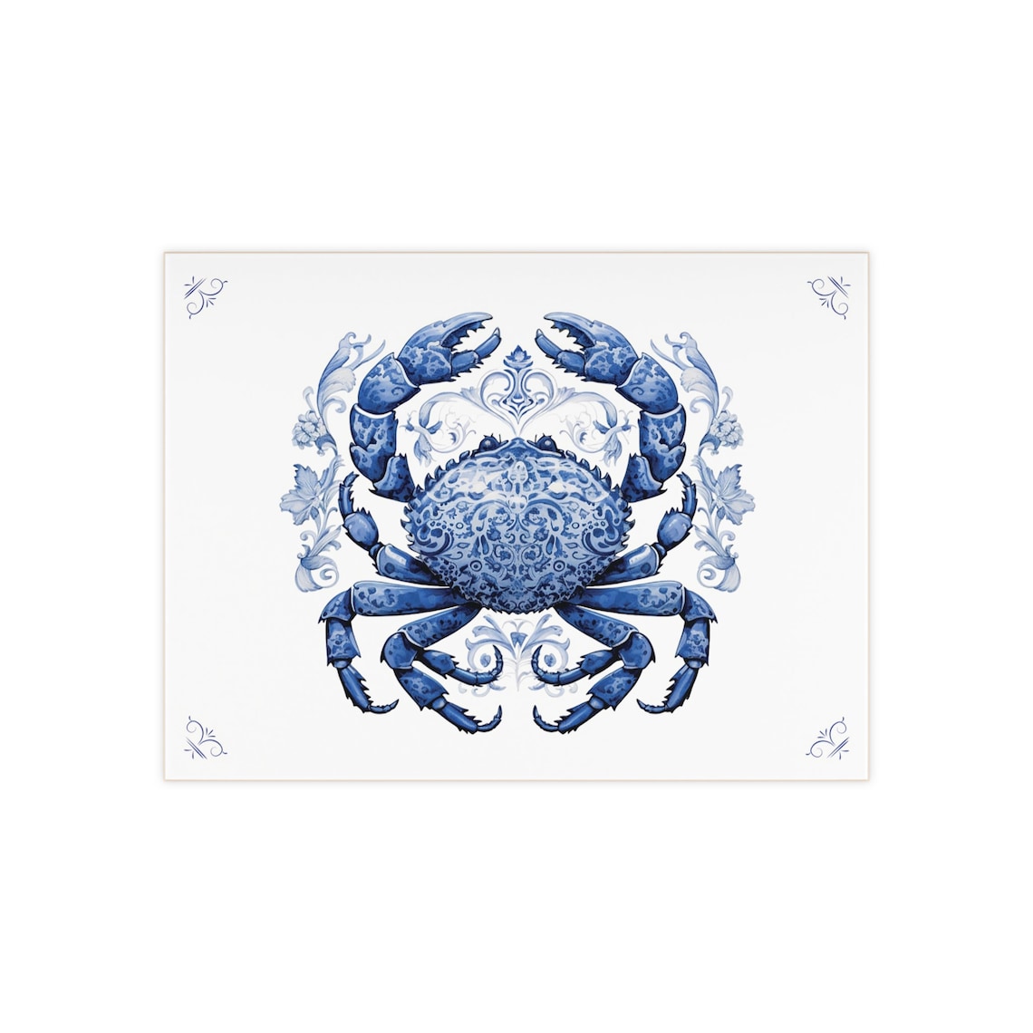 Crab Ceramic Tile, 6" X 8", Delft Blue, Delft Blue Tile, Crab, Tile ...
