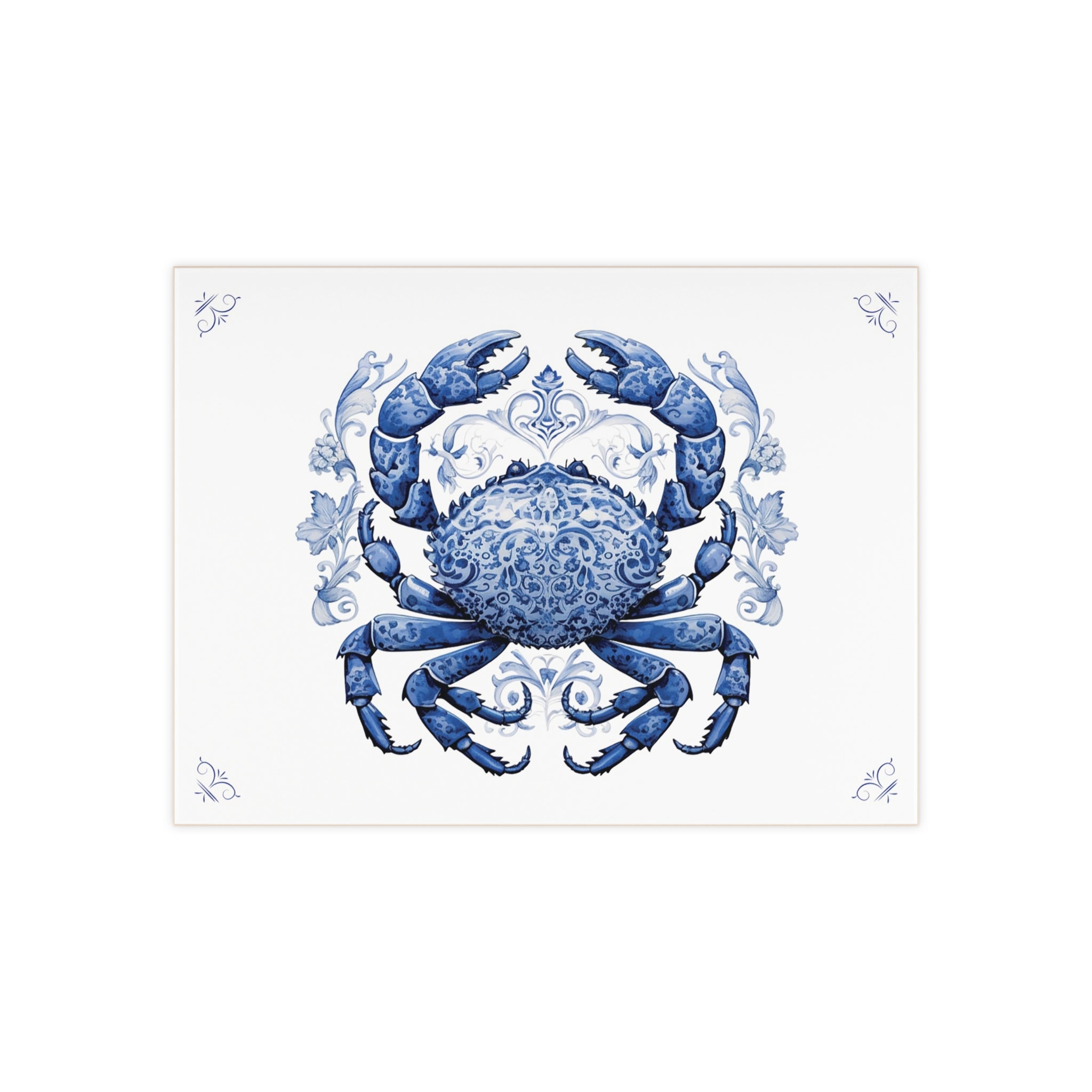 Crab Ceramic Tile, 6" X 8", Delft Blue, Delft Blue Tile, Crab, Tile ...