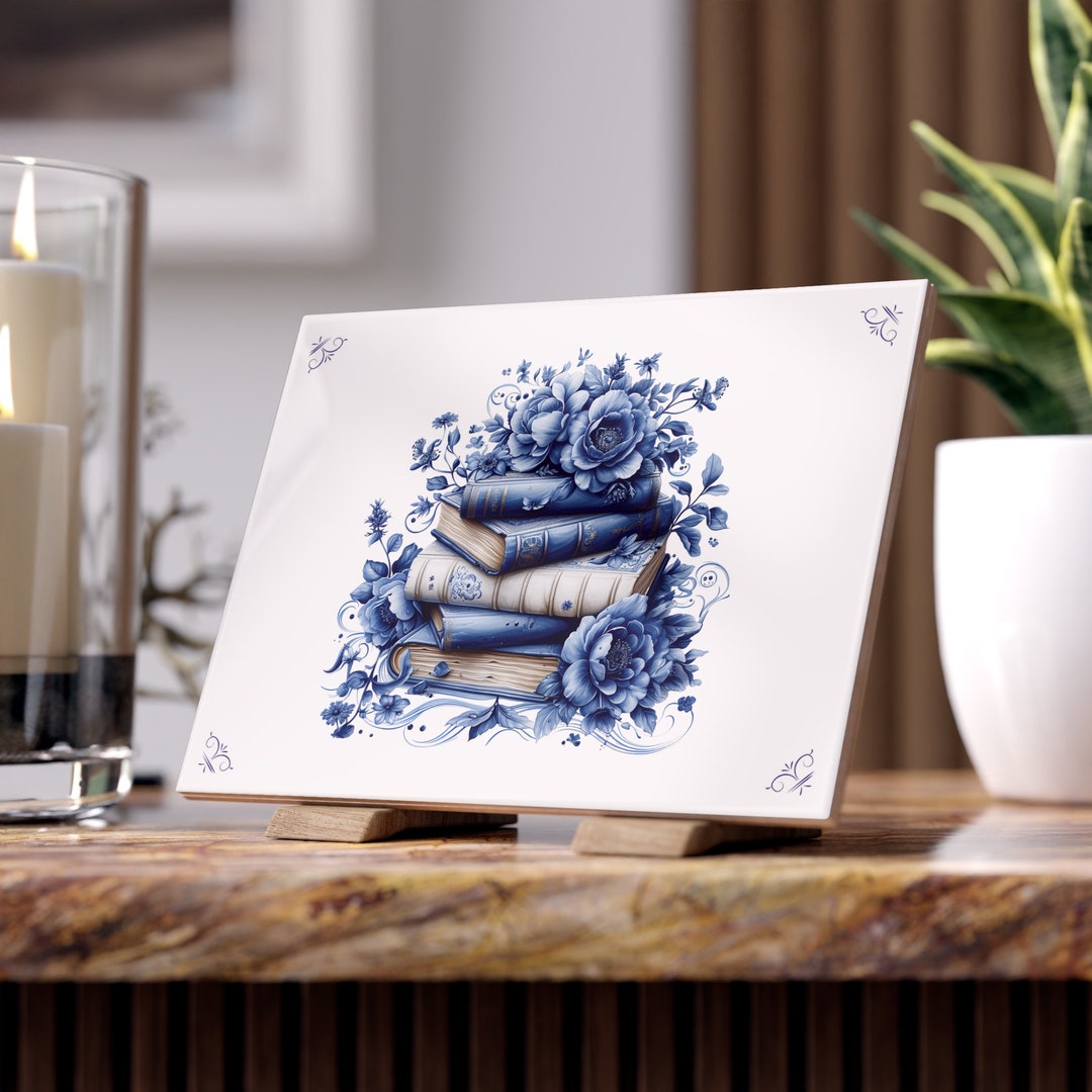 Book, Ceramic Tile, 6" X 8", Delft Blue Tile, Tile - Etsy