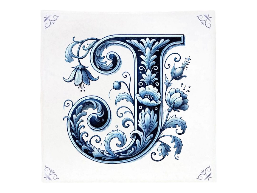 Alphabet, Initial J, Alphabet Tile, Tile, Delft Blue, Kitchen Tile ...