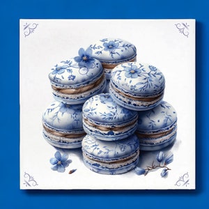 Delft Blue Macaron, Delft Blue Tile, Tile, Delft Blue Tiles, Delft Blue ...