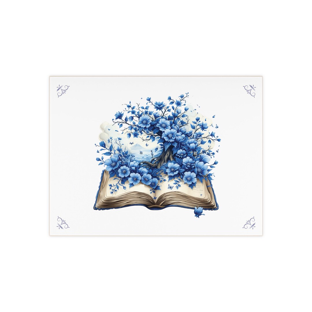 Book, Ceramic Tile, 6" X 8", Delft Blue Tile, Tile - Etsy