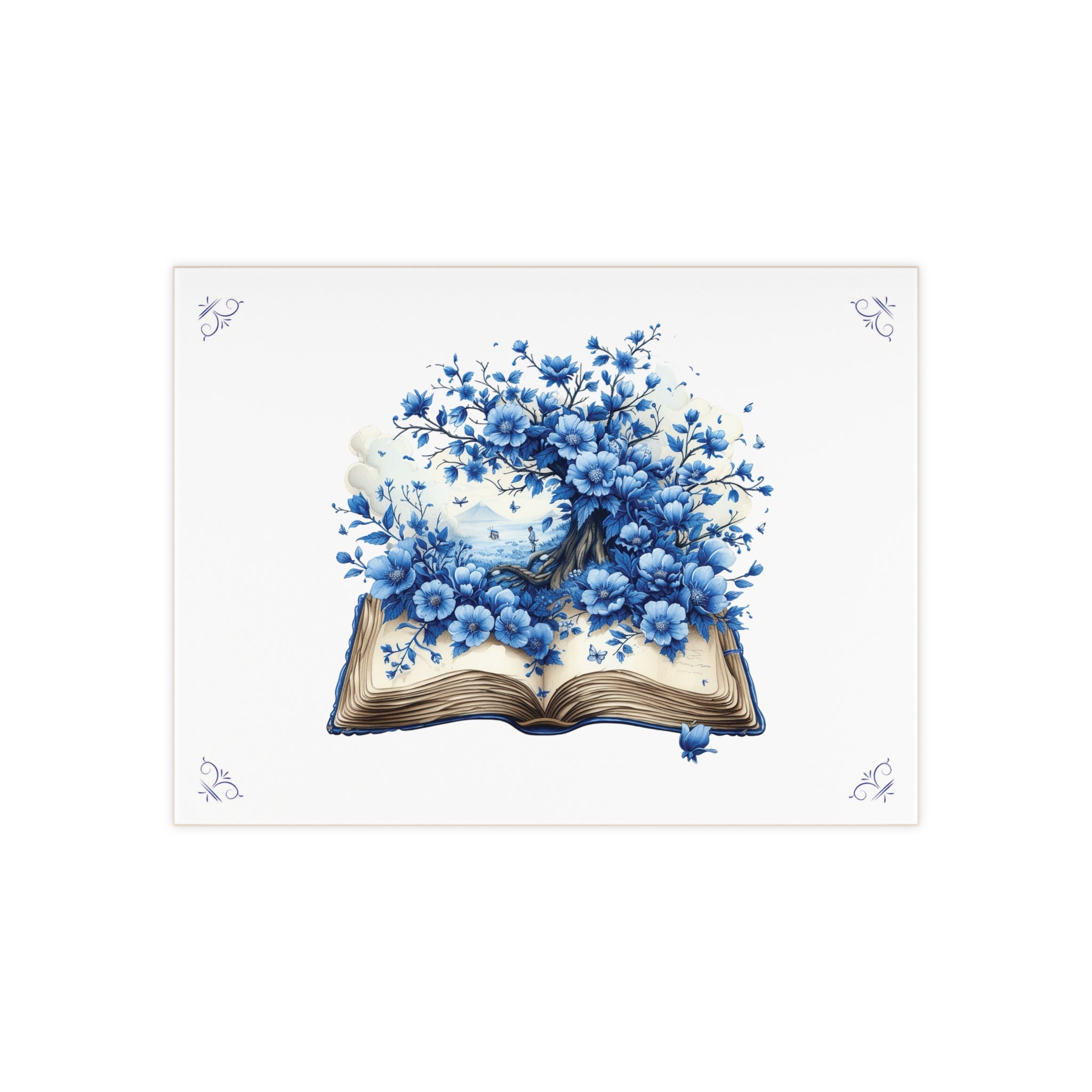 Book, Ceramic Tile, 6" X 8", Delft Blue Tile, Book Lover, Delft Blue ...
