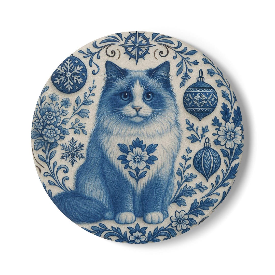 Cat, Delft Blue Ceramic Coaster, Vintage Ceramics, Housewarming Gift ...
