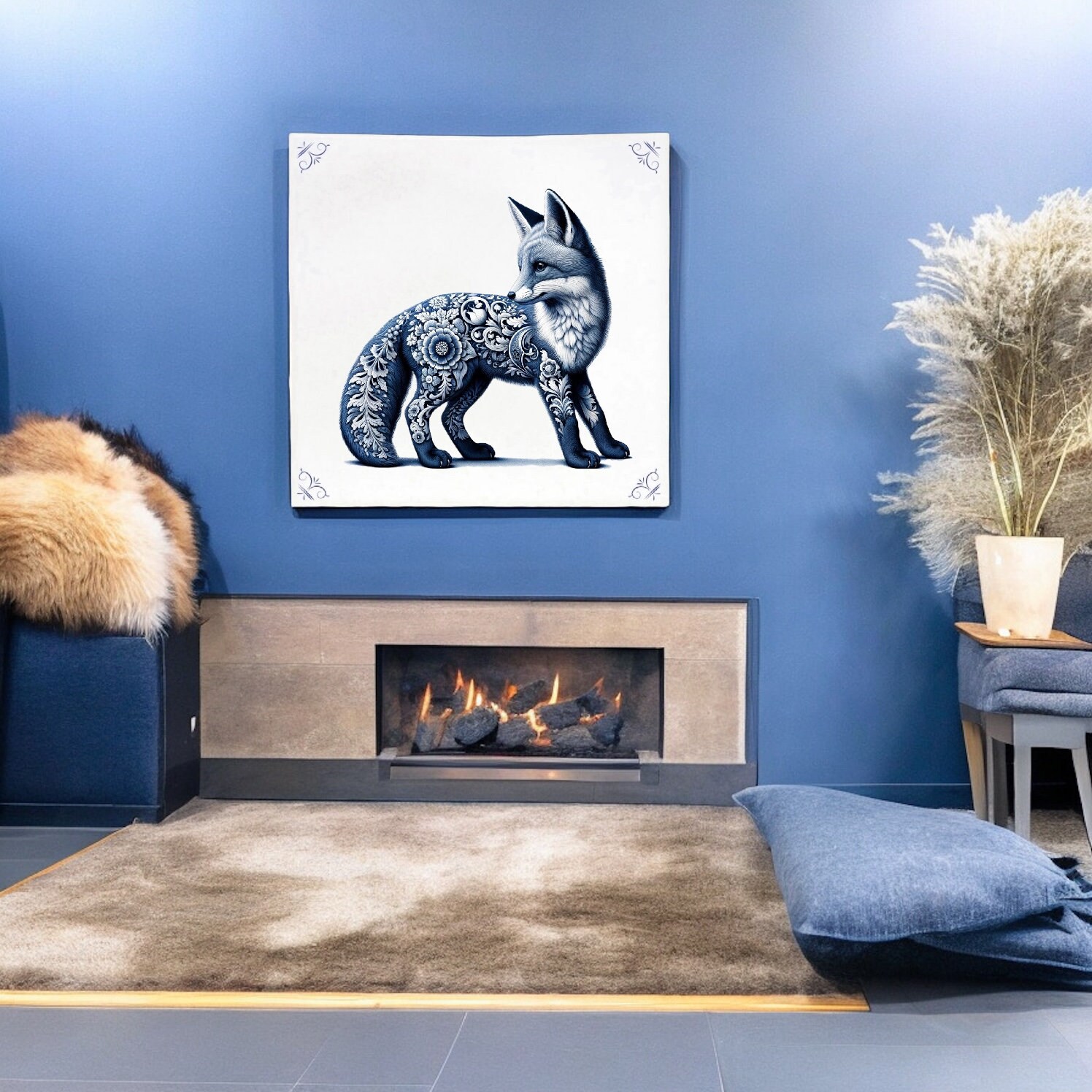 Fox, Tile, Delft Blue, Delft Blue Tile, Royal Blue, Animal, Kitchen ...