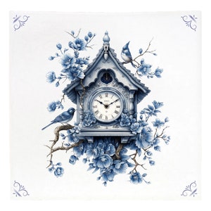 Clock, Delft Blue, Delft Blue Tile, Tile, Cuckoo Clock, Dutch, Kitchen ...