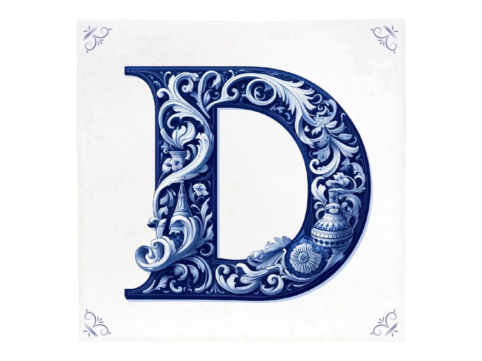 Alphabet, Initial D, Alphabet Tile, Tile, Delft Blue, Kitchen Tile ...