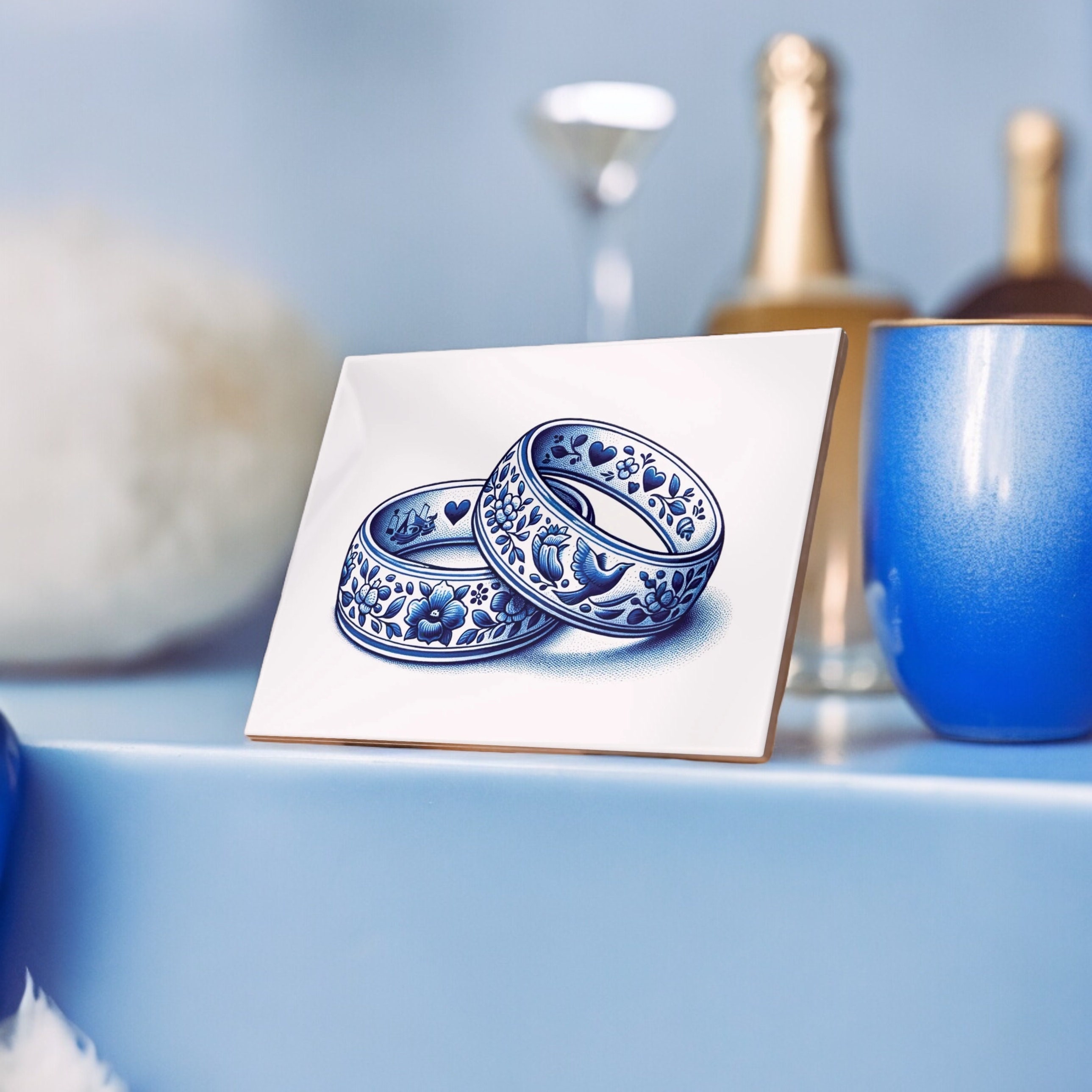 Wedding Ring, Tile, Ceramic Tile, 6 X 8, Delft Blue, Delft Blue Tile ...