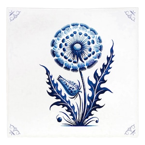 Dandelion, Tile, Delft Blue, Flower, Kitchen Tile, Bathroom Tile, Wall ...