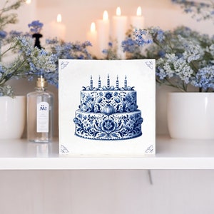 Birthday Cake, Tile, Delft Blue, Kitchen Tile, Bathroom Tile, Wall Art ...