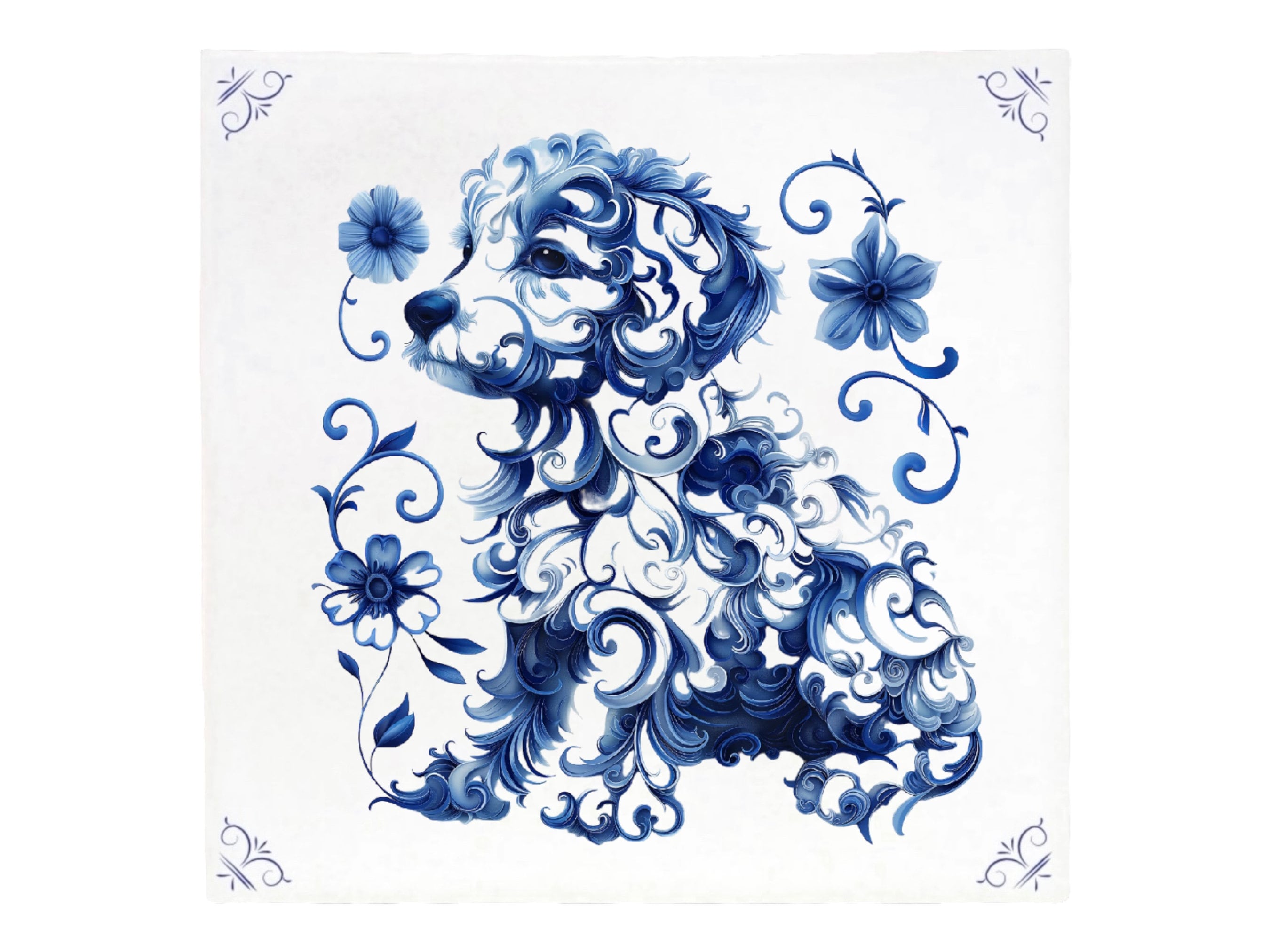 Delft Blue Dog, Delft Blue Tile, Tile, Delft Blue Tiles, Animal Tile ...