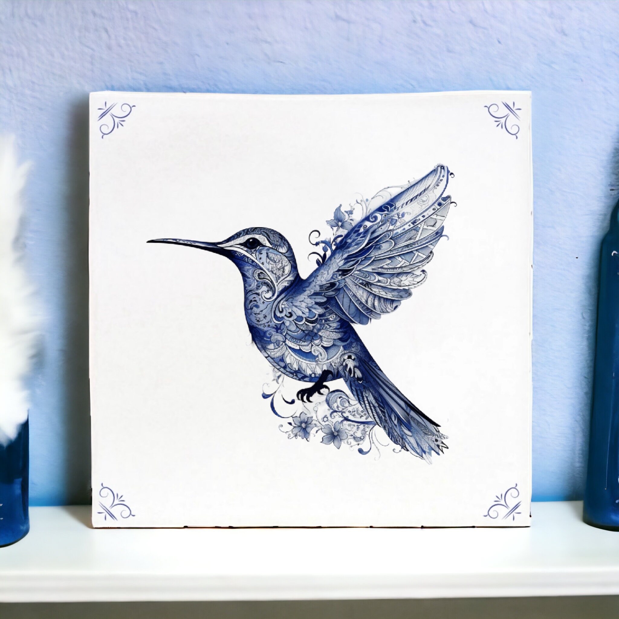Hummingbird, Delft Blue, Delft Blue Tile, Tile, Hummingbird, Bird, Bird ...