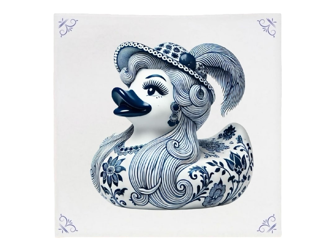 Rubber Duck, Lady, Tile, Delft Blue, Delft Blue Tile, Bathroom Tile ...