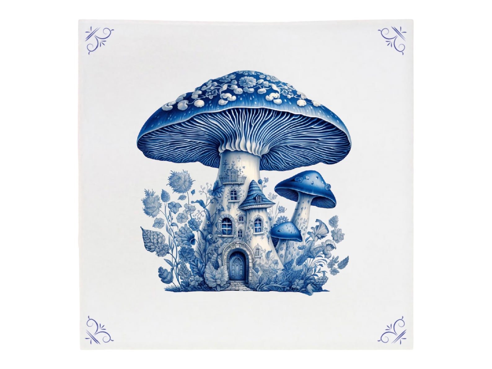 Delft Blue Delft Blue Tile Ceramic Delft Blue Mushroom - Etsy