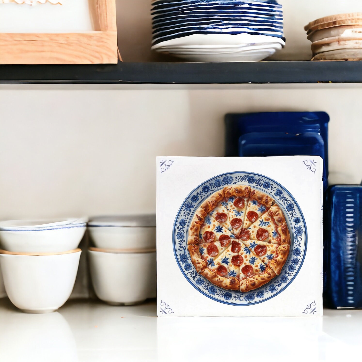 Delft Blue Pizza, Delft Blue Tile, Tile, Delft Blue Tiles, Pizza Tile ...