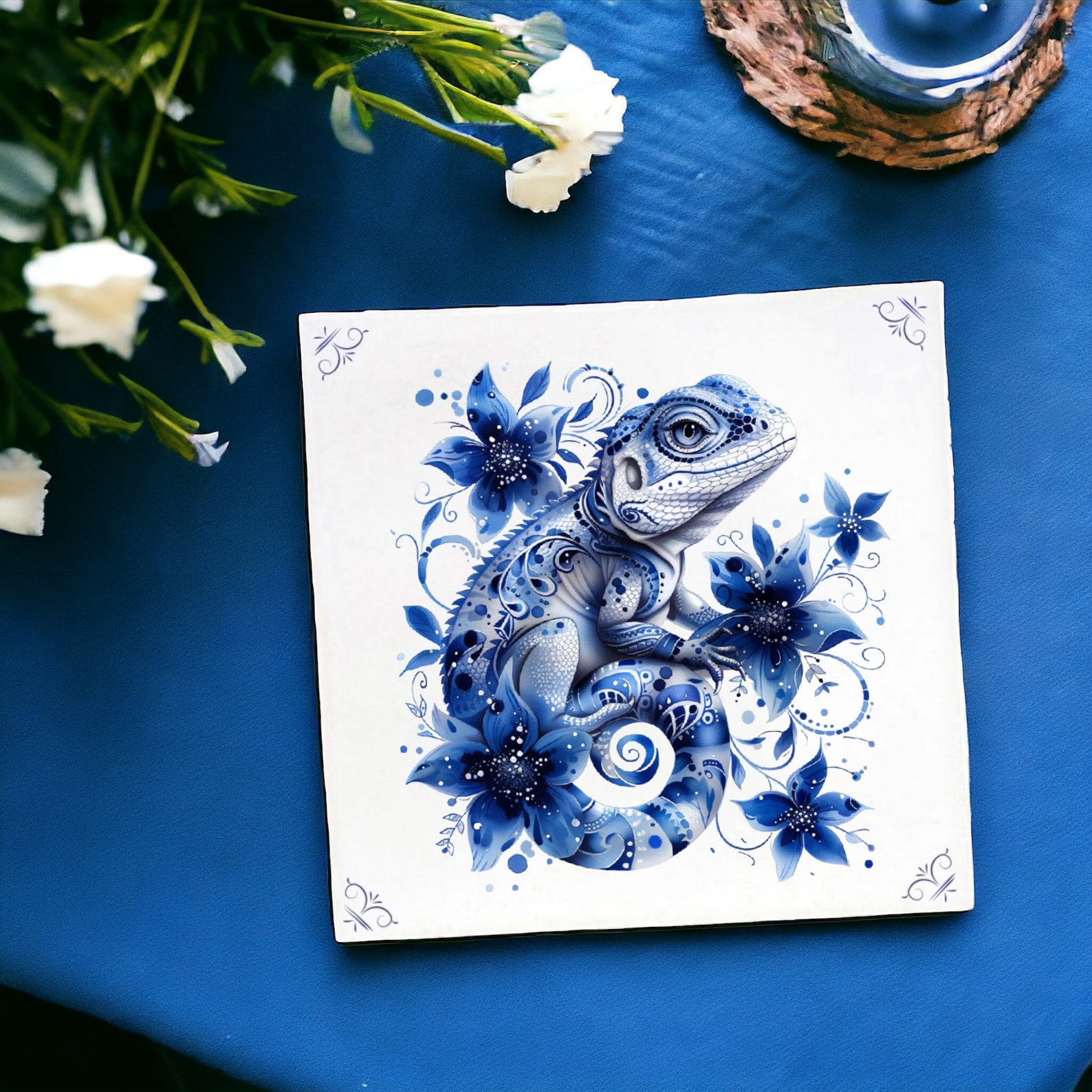 Delft Blue Gekko, Delft Blue, Tile, Delft Blue Tiles, Animal Tile ...