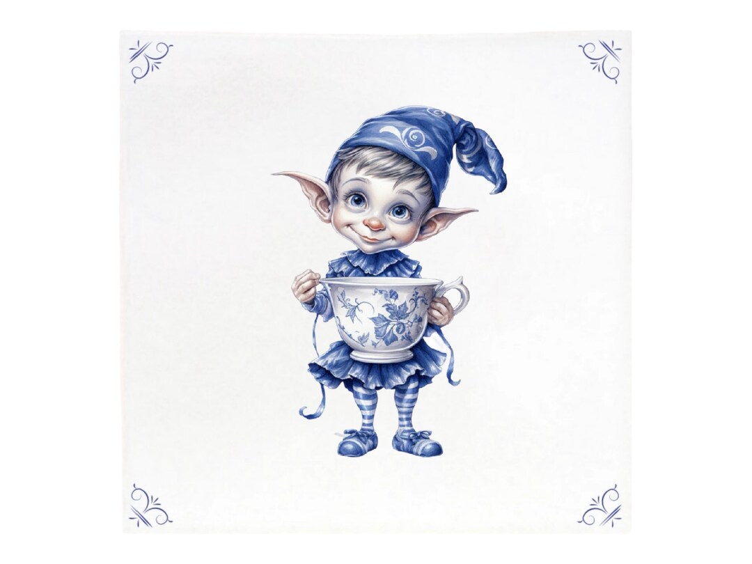 Delft Blue Delft Blue Ceramic Tile the Elf on the Shelf Elf - Etsy