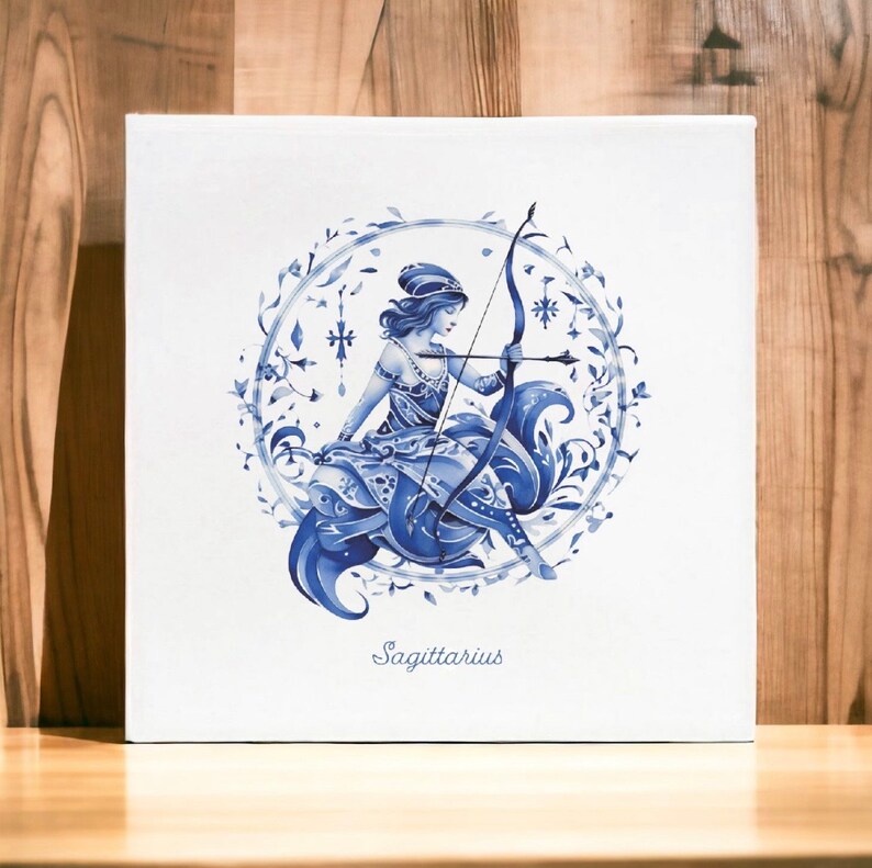 Sagittarius, Delft Blue, Delft Blue Tile, Zodiac, Tile, Zodiac Gift ...