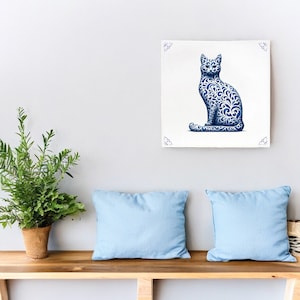 Cat, Tile, Delft Blue, Kitchen Tile, Bathroom Tile, Wall Art, Kitchen ...