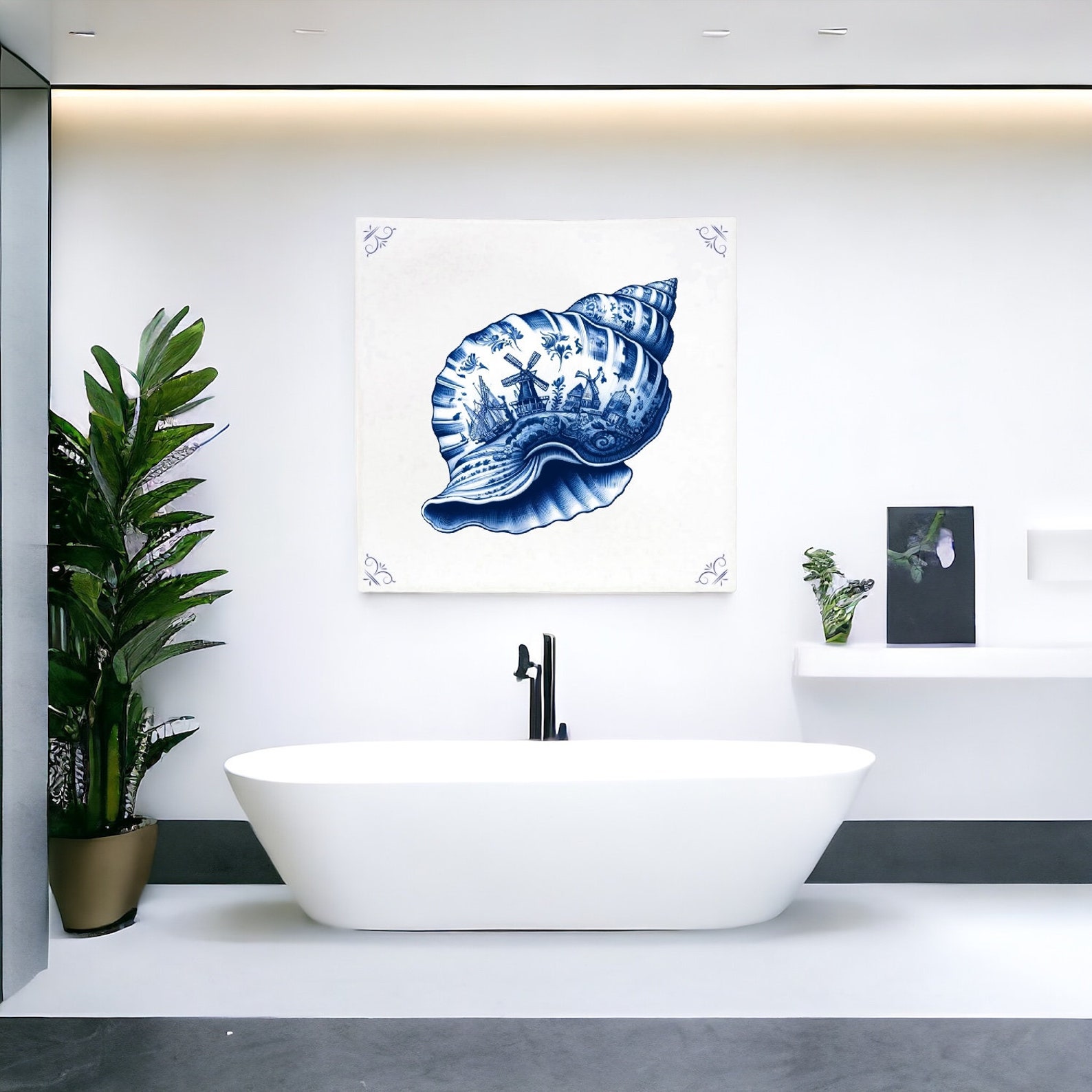 Seashell, Tile, Delft Blue, Delft Blue Tile, Shell, Bathroom Tile, Wall ...