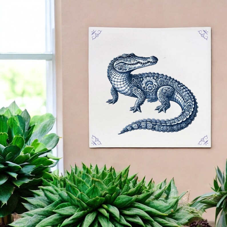 Crocodile, Tile, Delft Blue, Delft Blue Tile, Royal Blue, Kitchen Tile ...