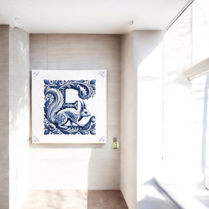 Alphabet, Initial E, Alphabet Tile, Tile, Delft Blue, Kitchen Tile ...