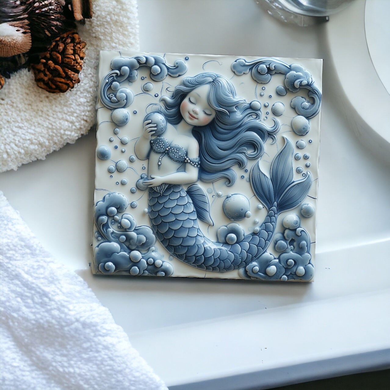 Mermaid, Delft Blue, Delft Blue, Delft Blue Tile, Tile, Ceramic, Tiles ...