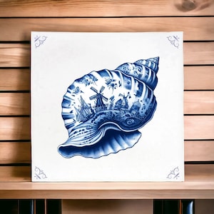 Seashell, Tile, Delft Blue, Delft Blue Tile, Shell, Bathroom Tile, Wall ...