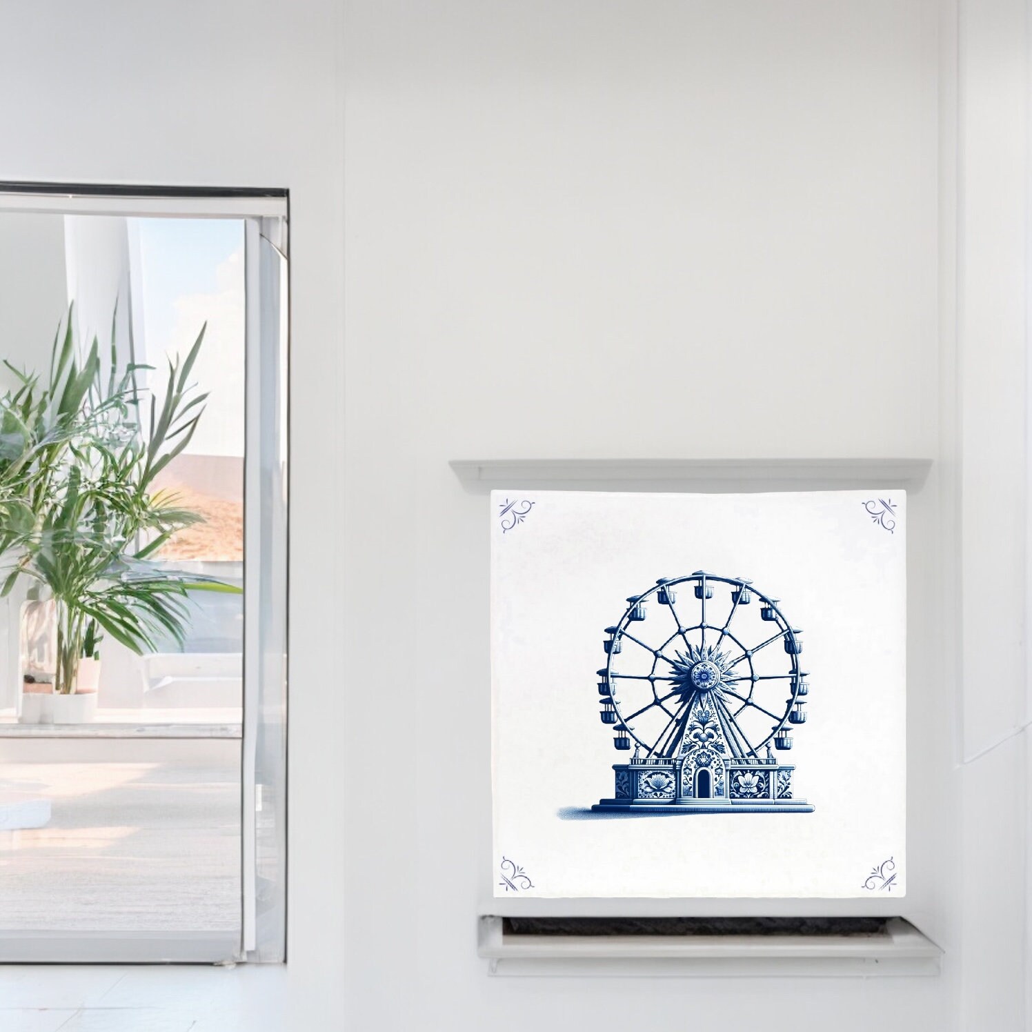Ferris Wheel, Tile, Delft Blue, Kitchen Tile, Bathroom Tile, Wall Art ...