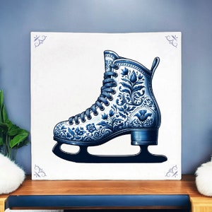 Ice Skates, Tile, Delft Blue, Kitchen, Bathroom, Wall Art, Delft Blue ...