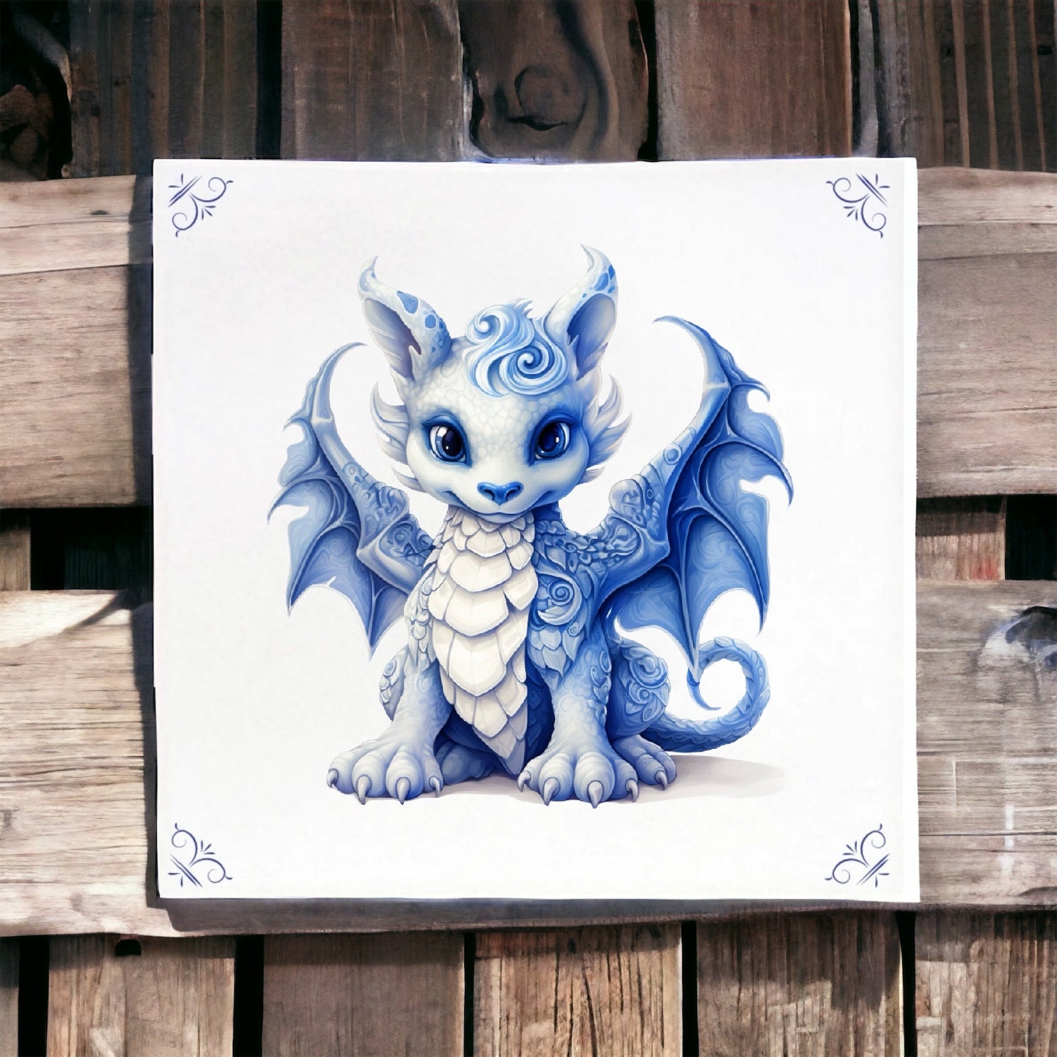 Delft Blue, Delft Blue Ceramic Tile, Delft Blue Dragon, Dragon Tile ...
