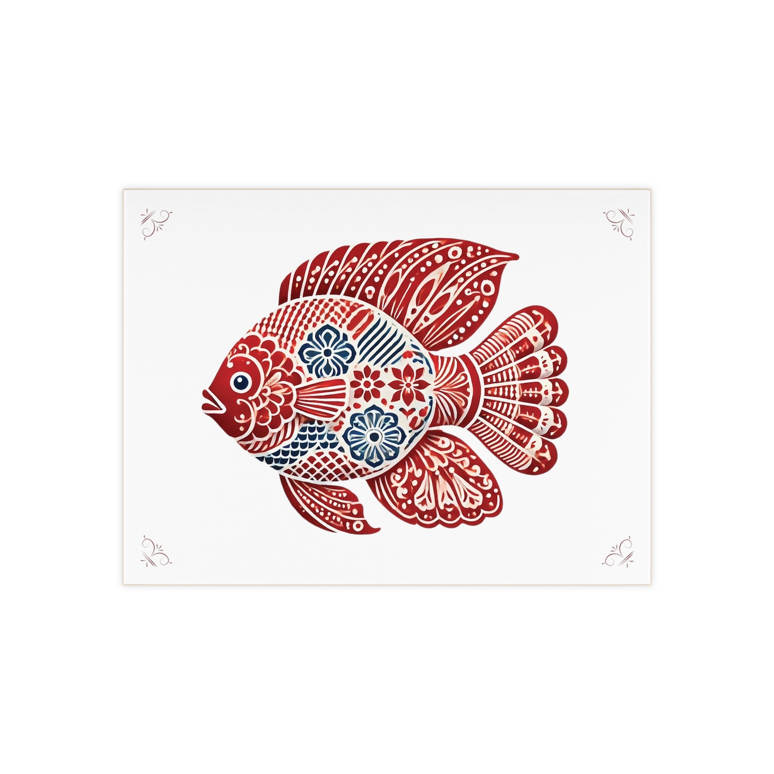 Fish, Ceramic Tile, 6" X 8", Delft Red Tile, Delft Blue, Tropical Fish ...