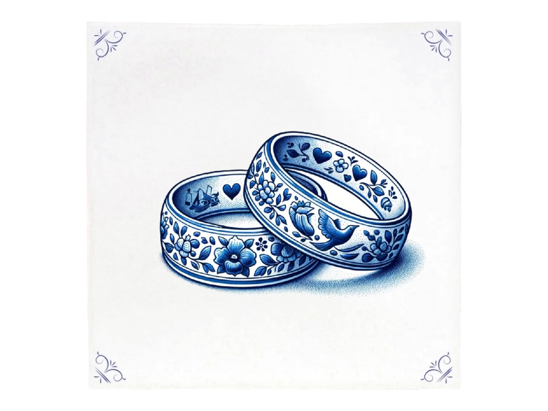 Wedding, Wedding Ring, Tile, Delft Blue, Delft Blue Tile, Wall Art ...