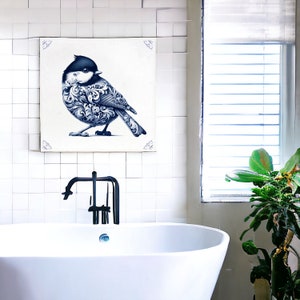 Coal Tit, Tile, Delft Blue, Bird, Kitchen Tile, Bathroom Tile, Wall Art ...