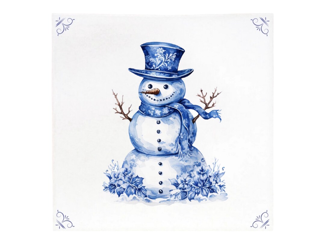 Delft Blue, Delft Blue Ceramic Tile, Delft Blue Gift, Snowman, Delft ...