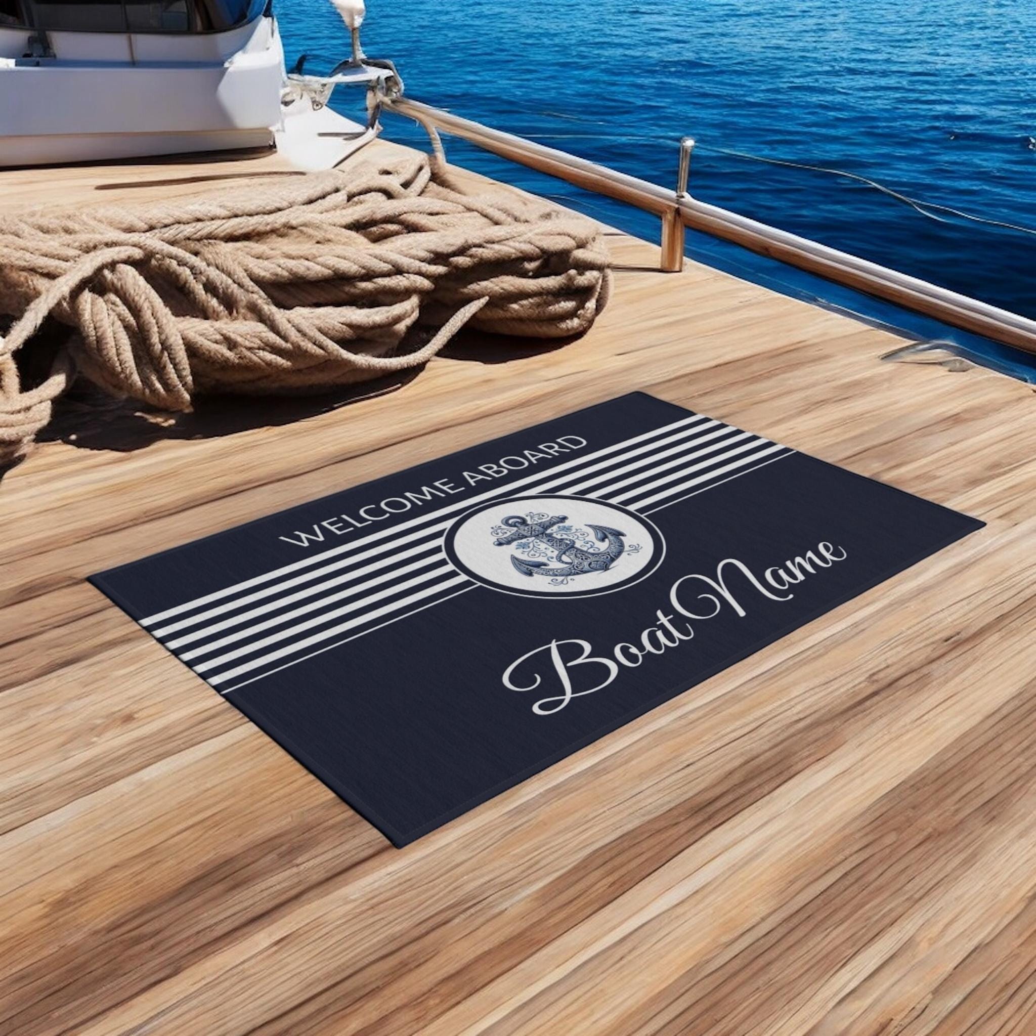 Nautical Rug, Boat Enthusiast Gift, Coastal Decor, Custom Boat Name Mat ...
