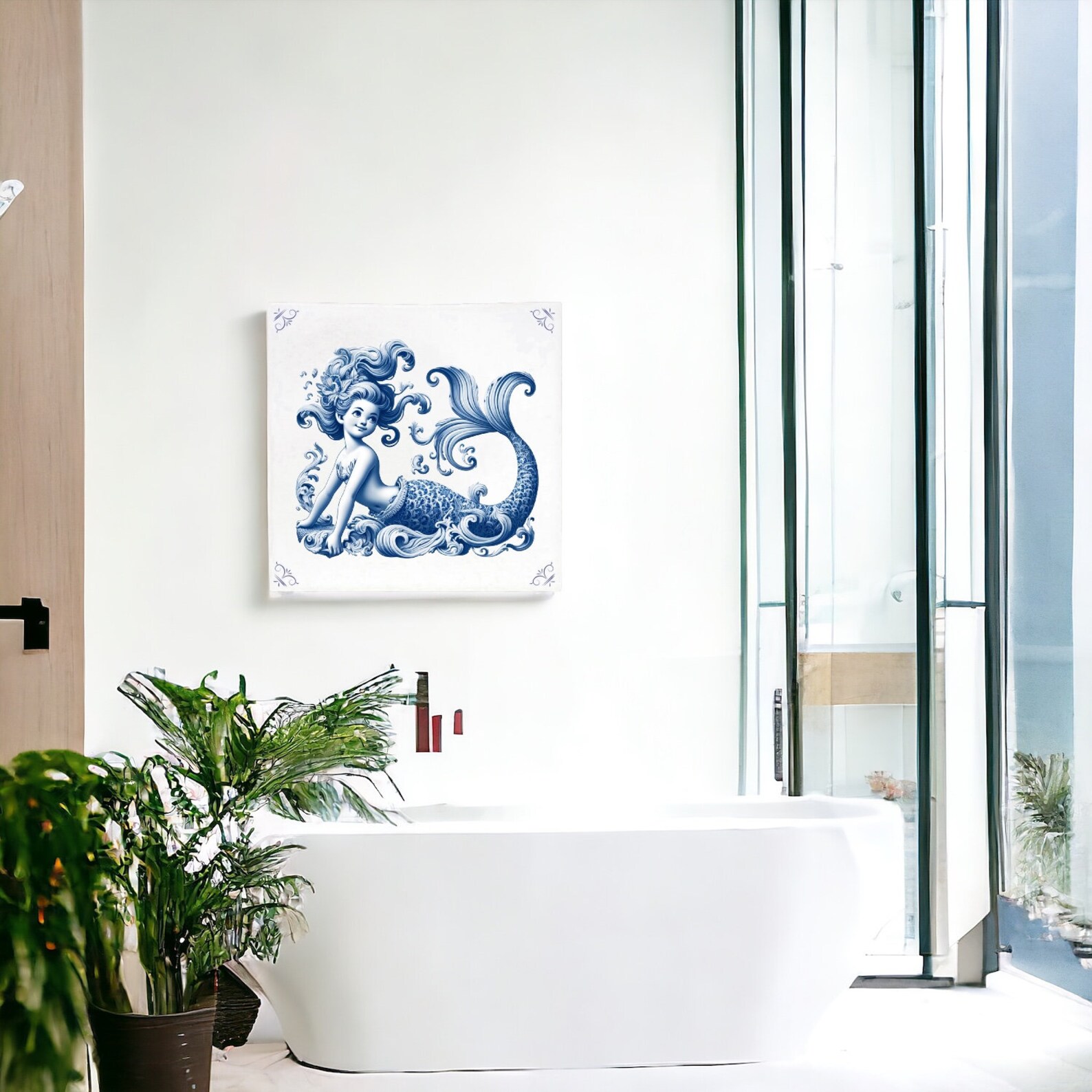Mermaid, Tile, Delft Blue, Delft Blue Tile, Kitchen Tile, Bathroom Tile ...