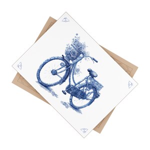 Bicycle Ceramic Tile, 6" X 8", Delft Blue, Delft Blue Tile, Bicycle ...