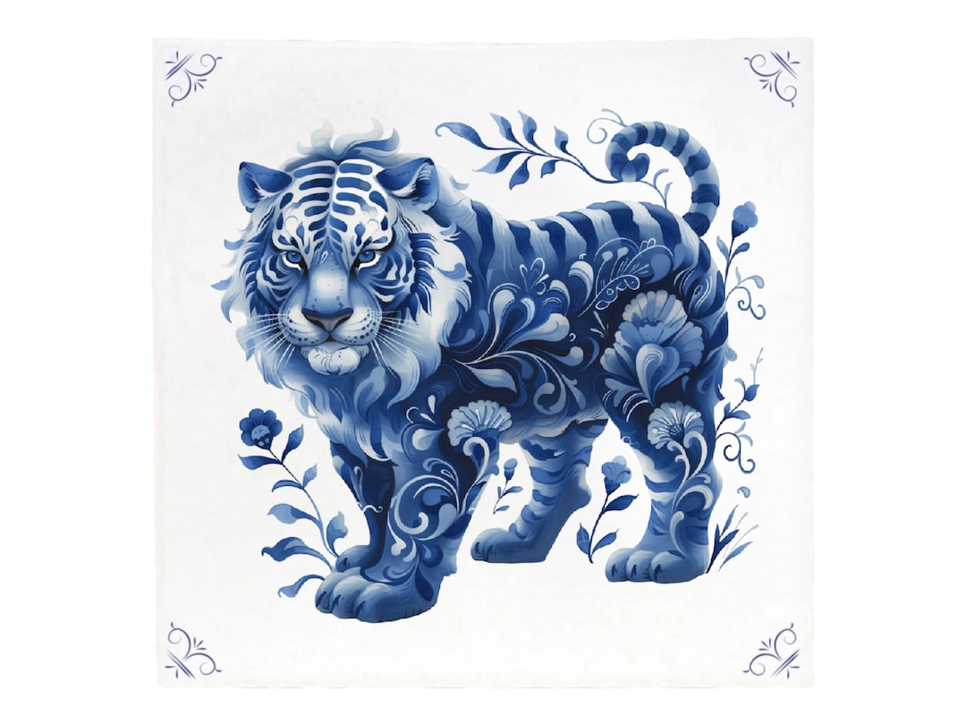 Delft Blue Tiger, Delft Blue, Tile, Delft Blue Tiles, Animal Tile ...