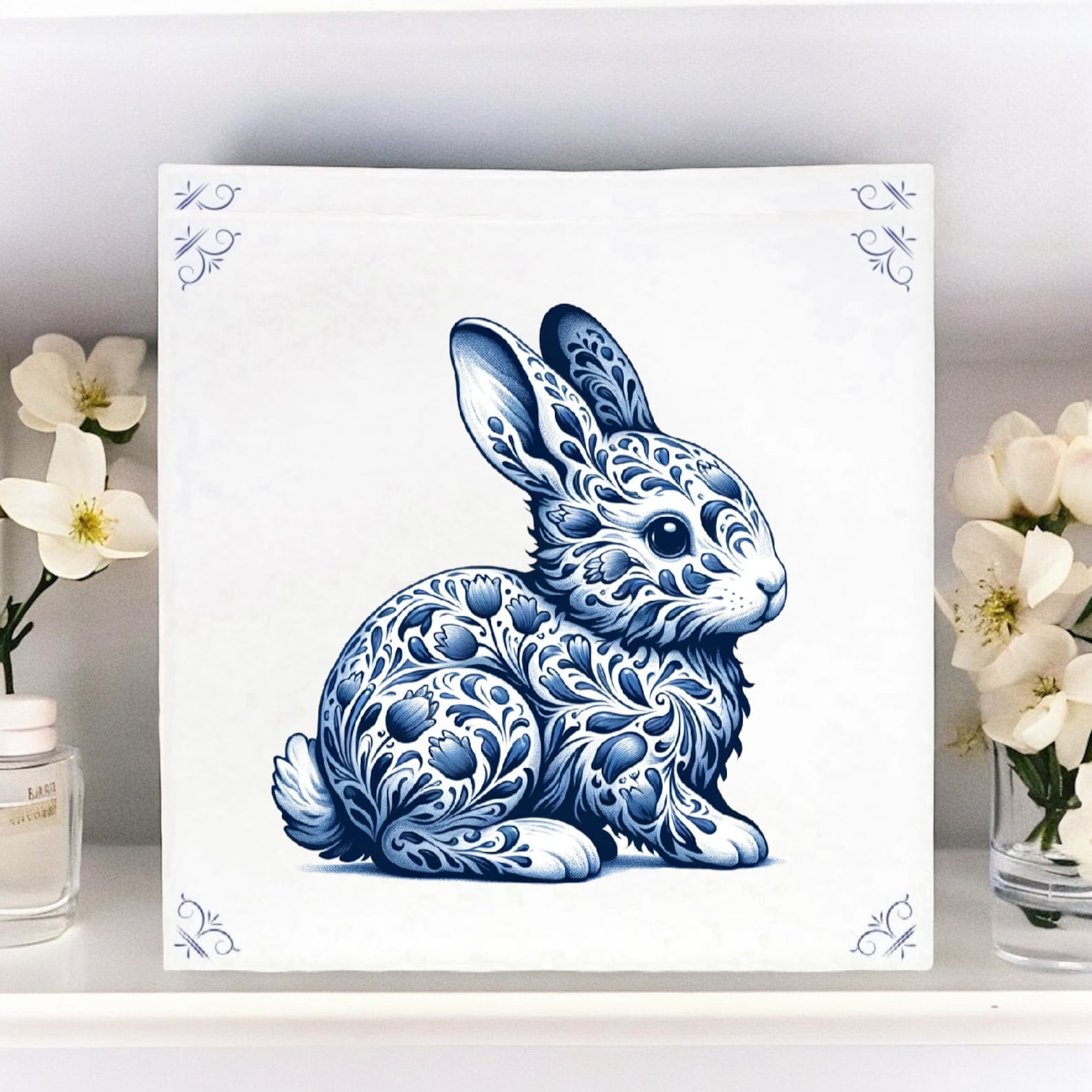 Bunny, Tile, Delft Blue, Delft Blue Tile, Royal Blue, Kitchen Tile ...