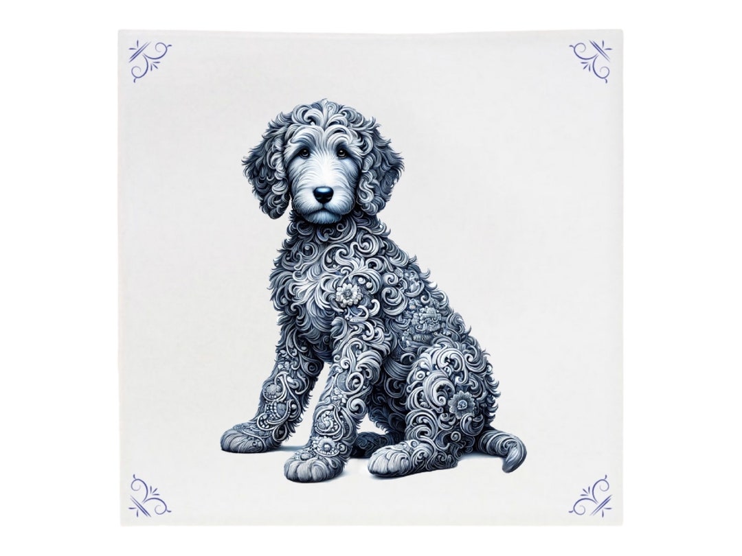 Labradoodle, Dog, Tile, Delft Blue, Kitchen Tile, Bathroom Tile, Wall ...