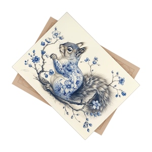 Squirrel Ceramic Tile, 6" X 8", Delft Blue, Delft Blue Tile, Squirrel ...