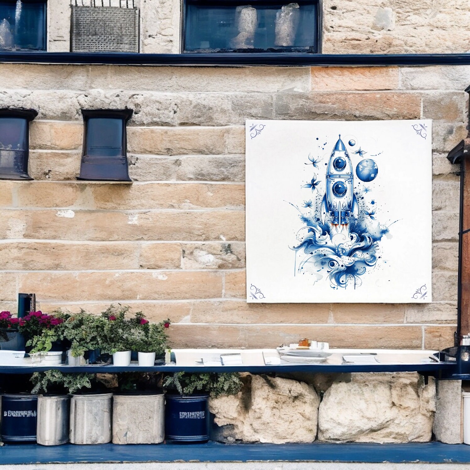 Rocket, Tile, Delft Blue, Kitchen Tile, Bathroom Tile, Wall Art ...