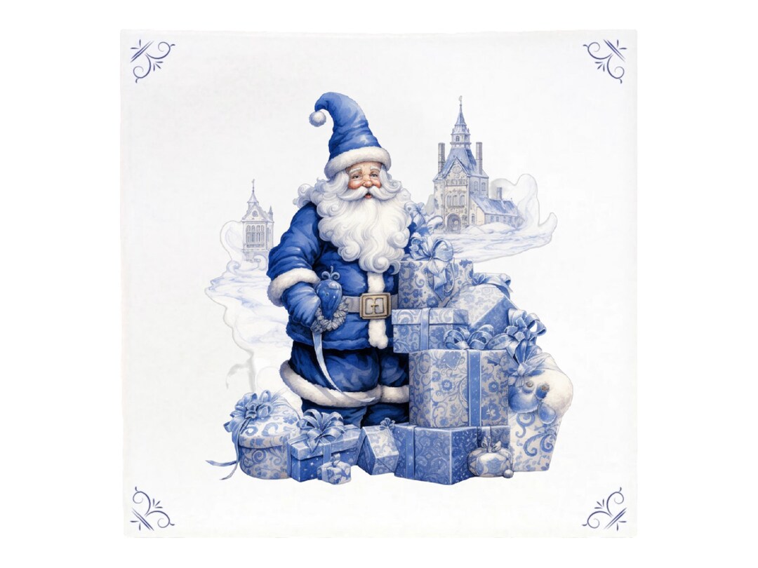 Santa, Delft Blue, Delft Blue Tile, Santa Ceramics, Santa Decor, Blue ...