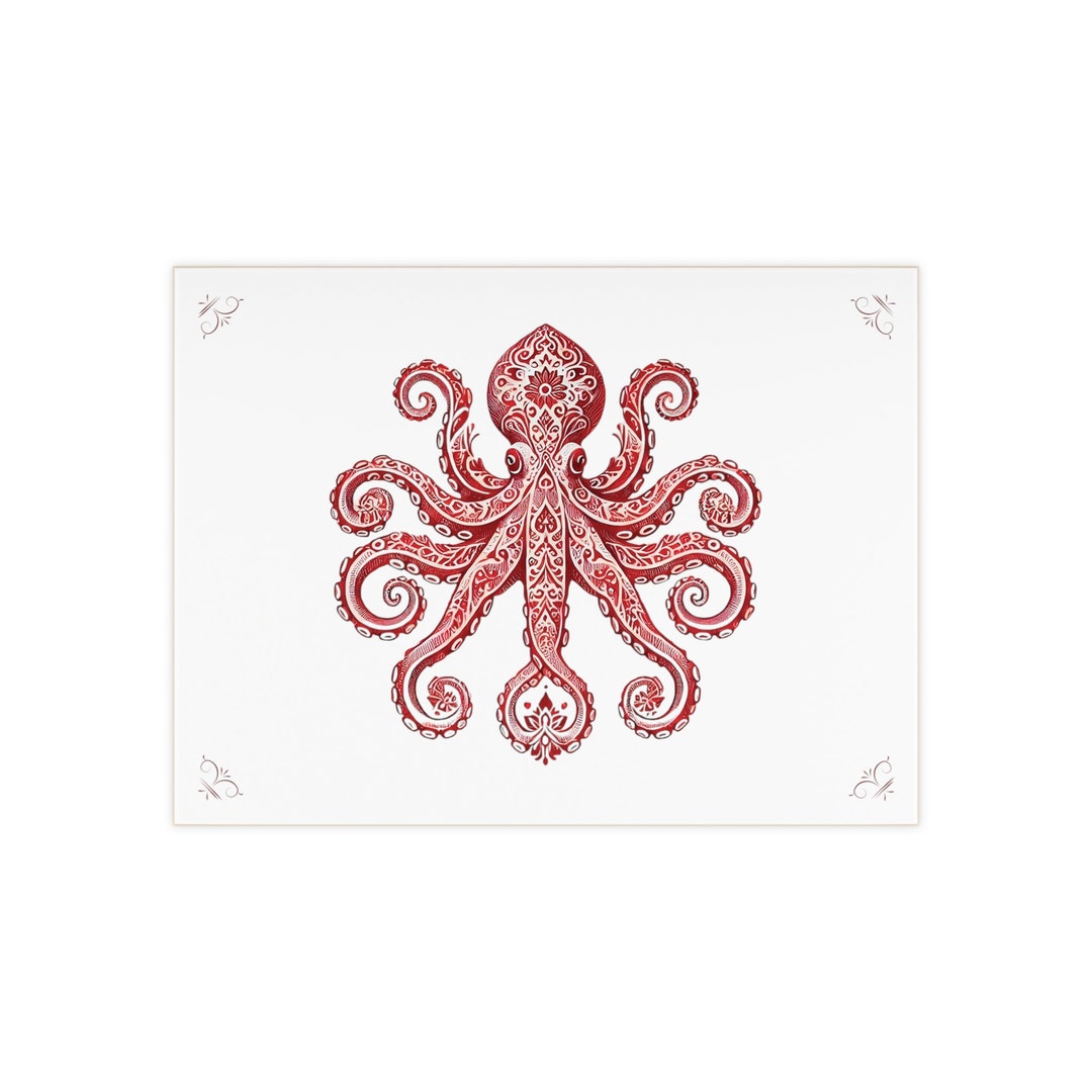 Octopus, Ceramic Tile, 6" X 8", Delft Red Tile, Delft Blue, Tile ...