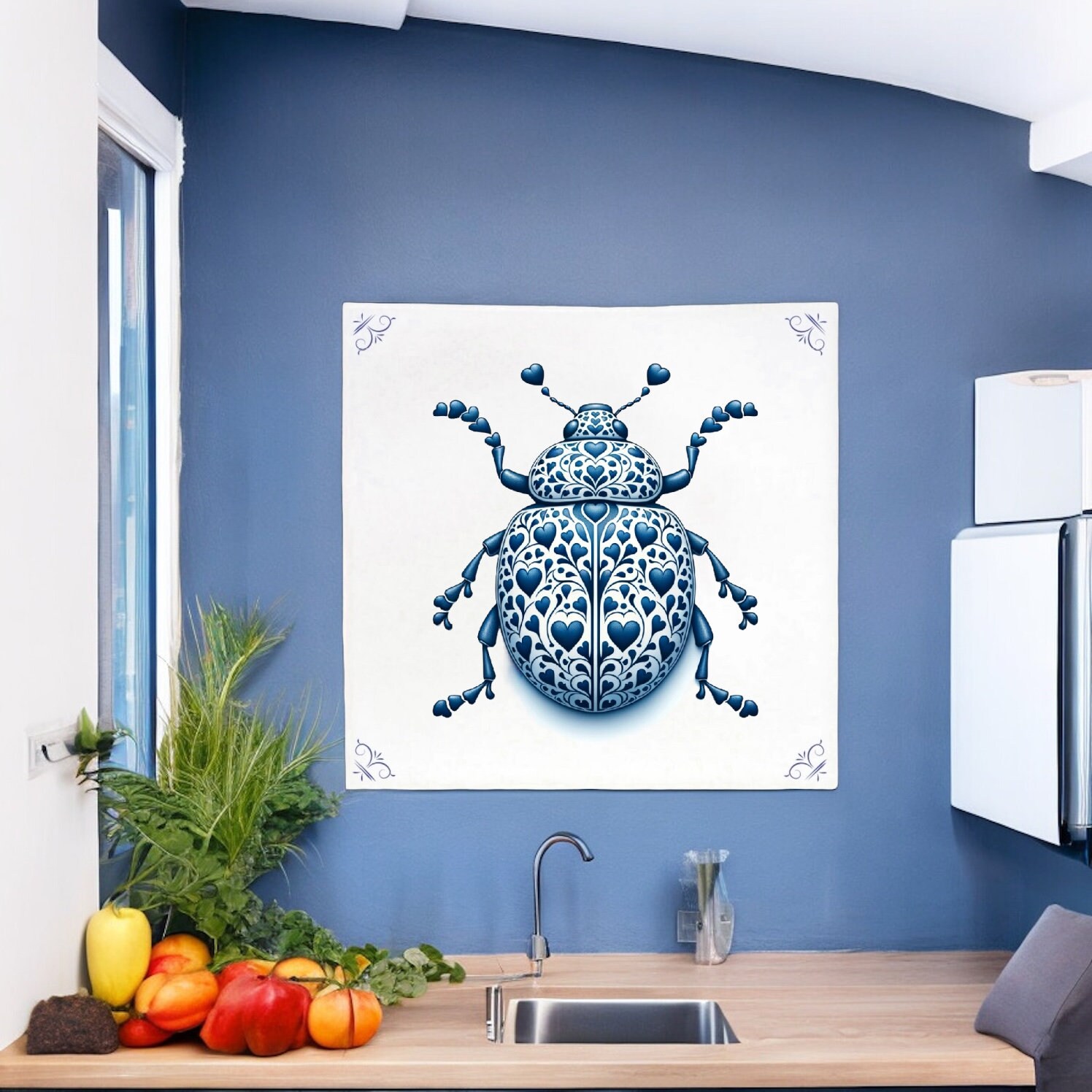 Ladybird, Tile, Delft Blue, Kitchen Tile, Bathroom Tile, Wall Art ...