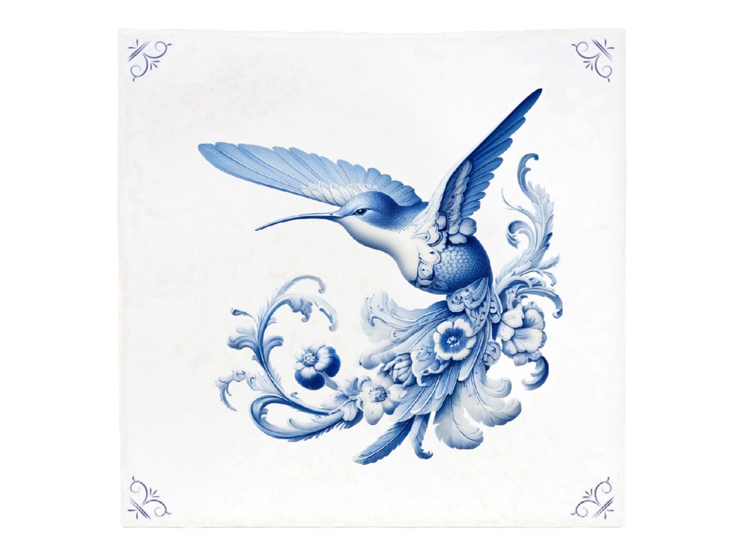 Hummingbird, Tile, Delft Blue, Delft Blue Tile, Royal Blue, Animal ...
