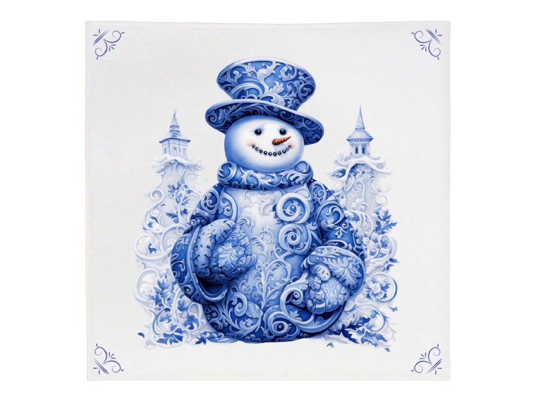 Delft Blue, Delft Blue Tile Ceramic, Snowman, Winter, Snow, Blue Tile ...